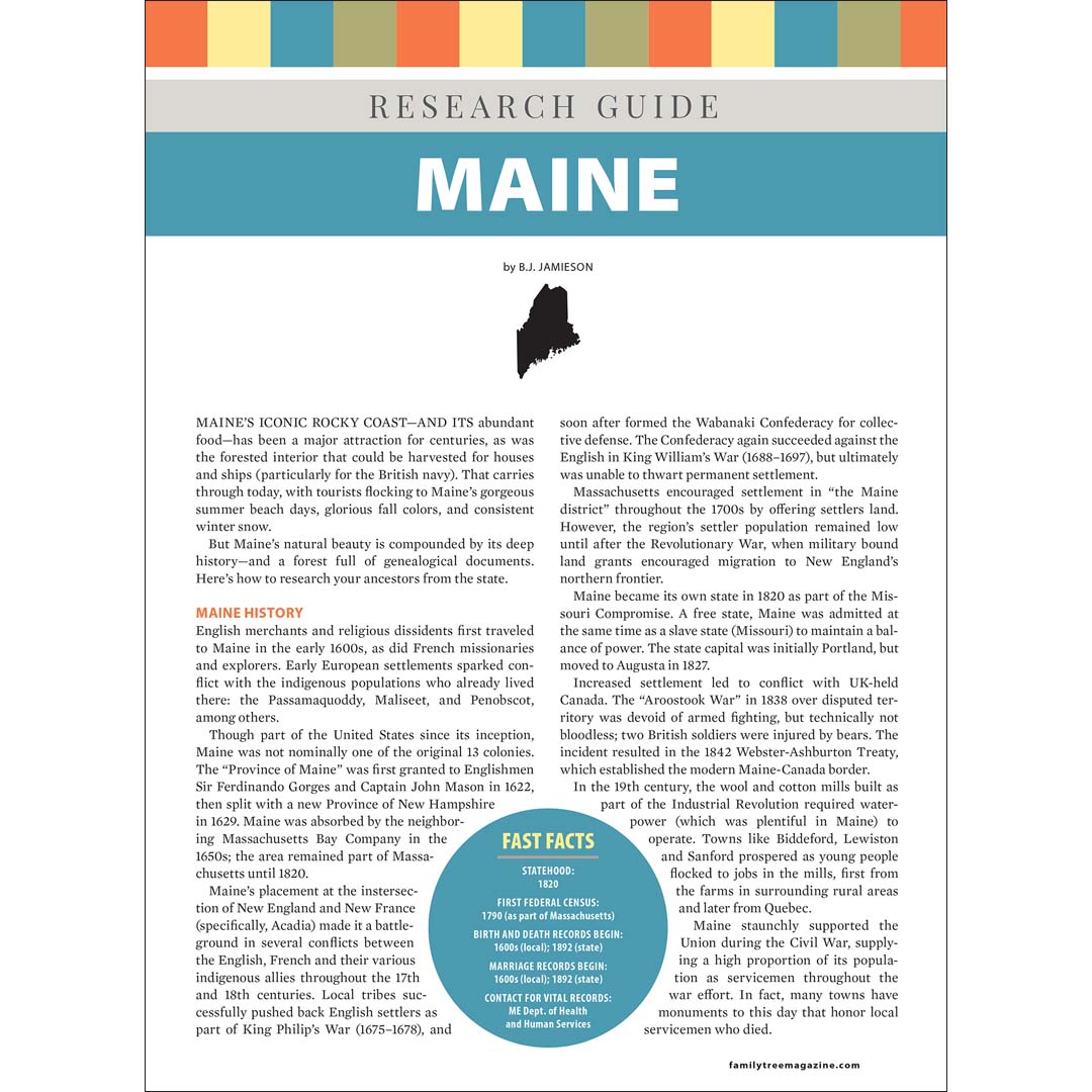 Maine Research Guide Digital Download – Family Tree Magazine Store