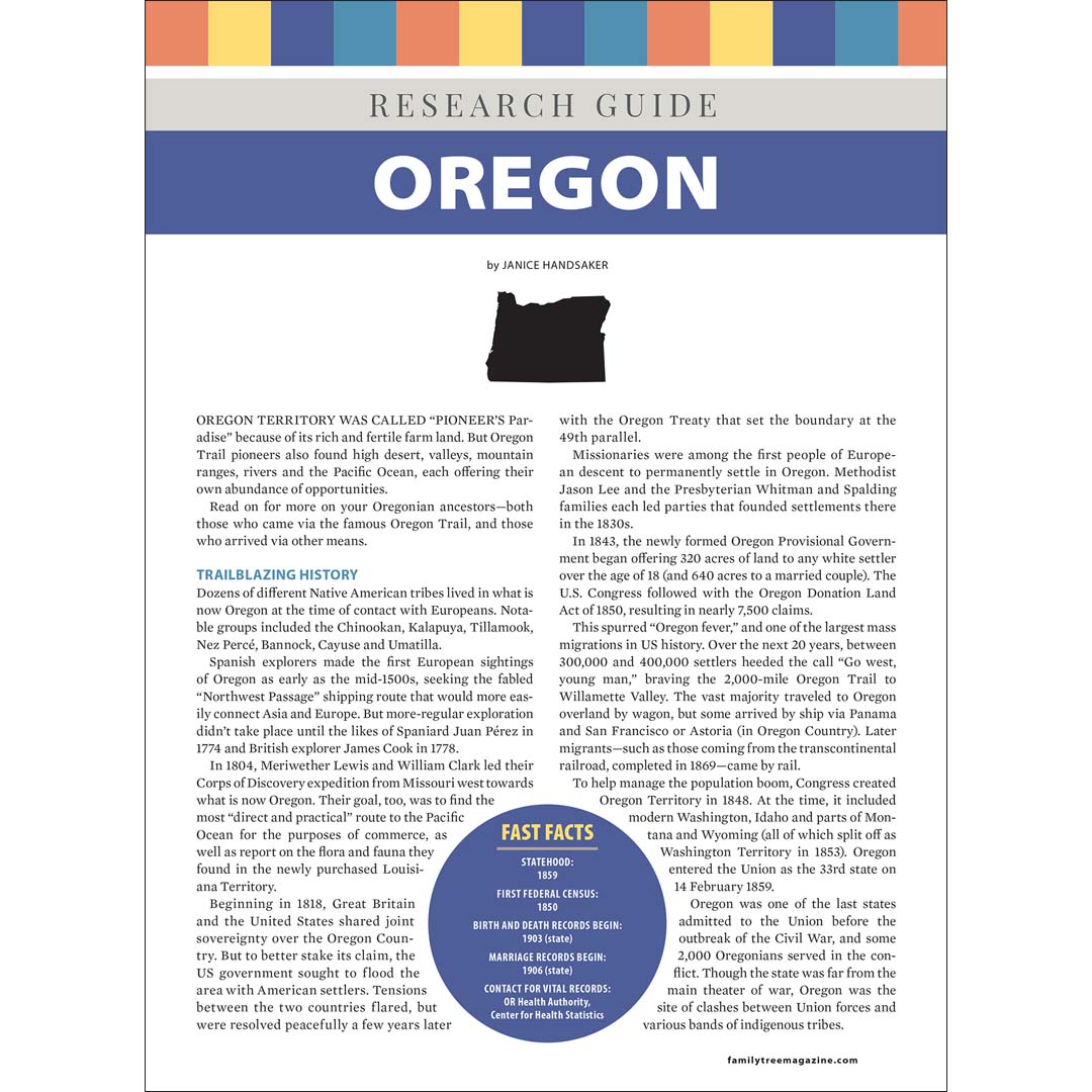 Oregon Research Guide Digital Download – Family Tree Magazine Store