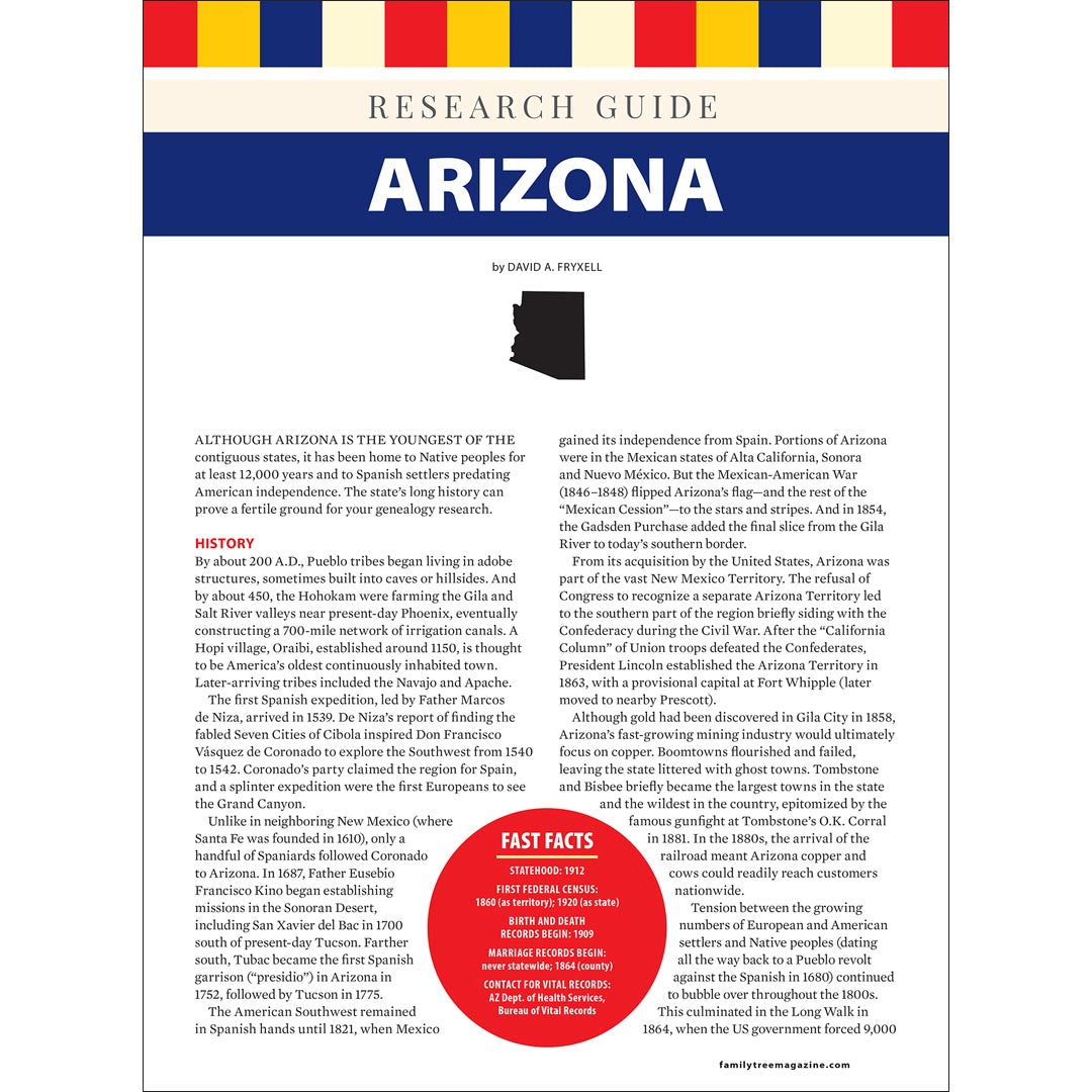 Arizona State Research Guide Digital Download – Family Tree Magazine Store