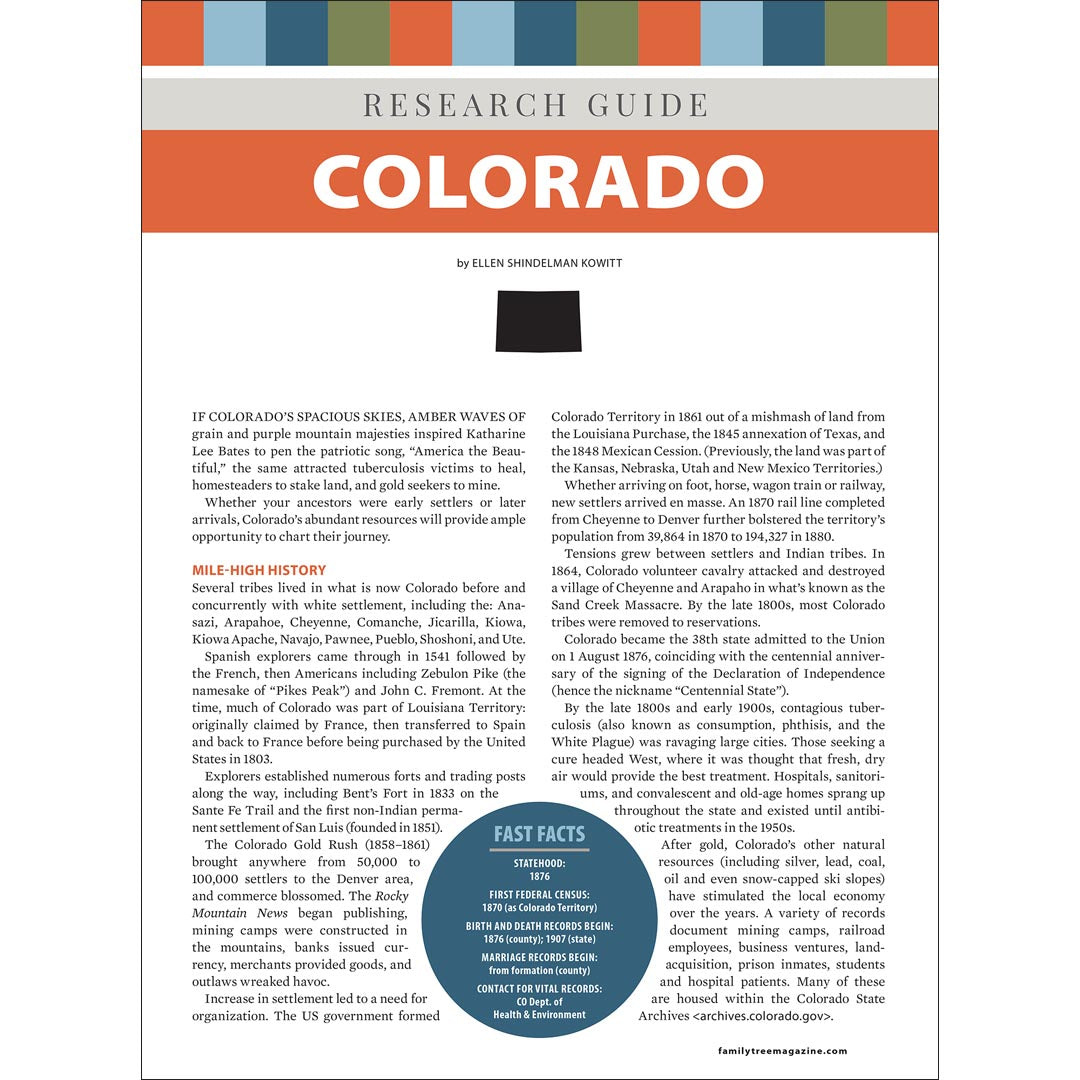 Colorado Research Guide Digital Download – Family Tree Magazine Store
