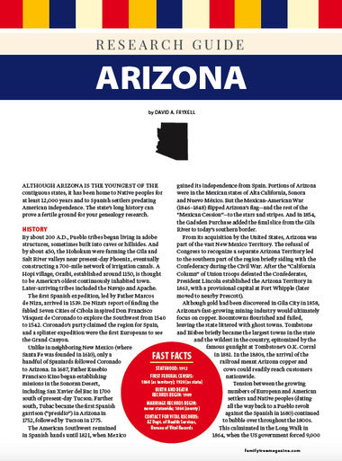 Arizona State Research Guide Digital Download – Family Tree Magazine Store