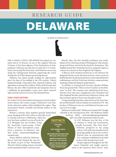 Delaware Research Guide Digital Download – Family Tree Magazine Store