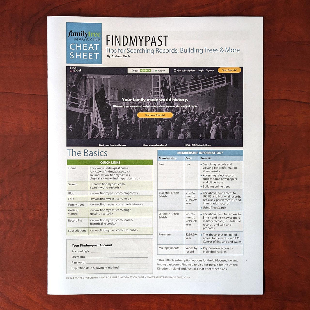 Print Cheat Sheets – Family Tree Magazine Store