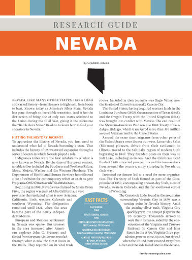 Nevada Research Guide Digital Download – Family Tree Magazine Store