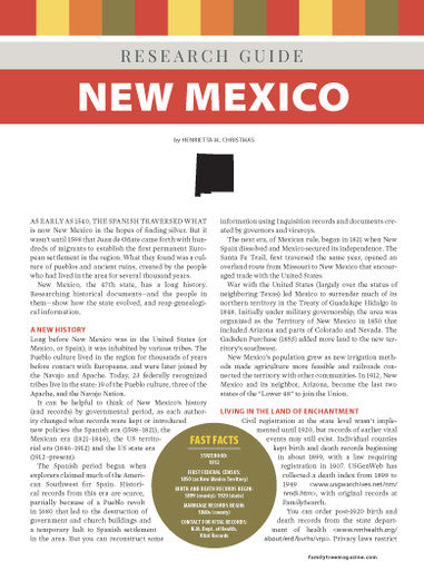 New Mexico Research Guide Digital Download – Family Tree Magazine Store