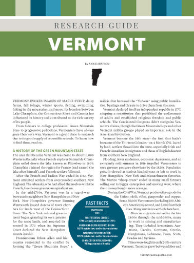 Vermont Research Guide Digital Download – Family Tree Magazine Store