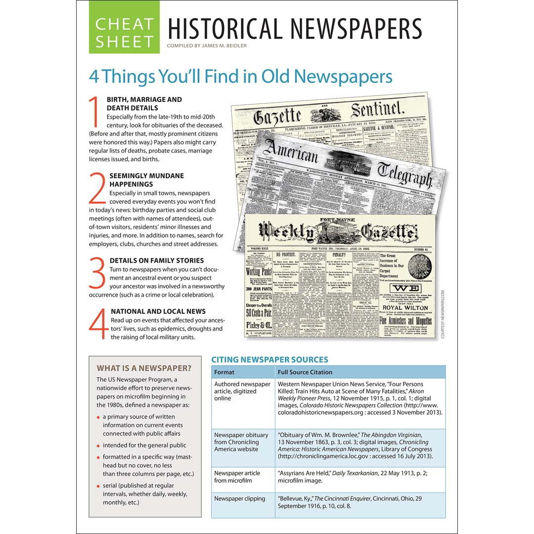 Historical Newspapers Cheat Sheet – Family Tree Magazine Store